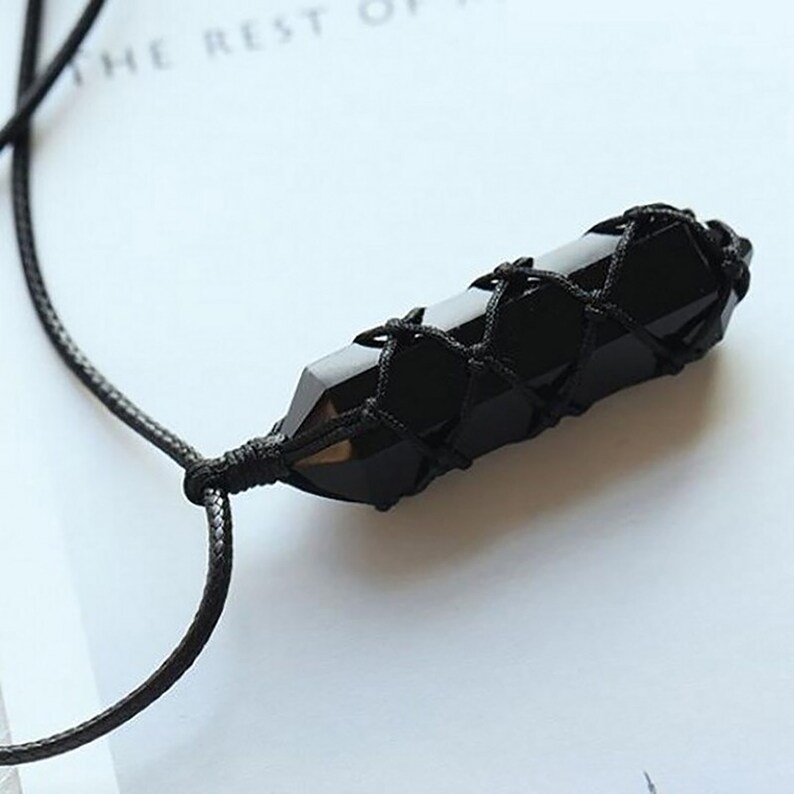 Black Obsidian Necklace Natural Obsidian Crystal Healing - Etsy