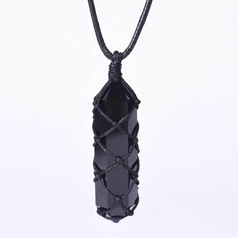 Black Obsidian Necklace Natural Obsidian Crystal Healing - Etsy