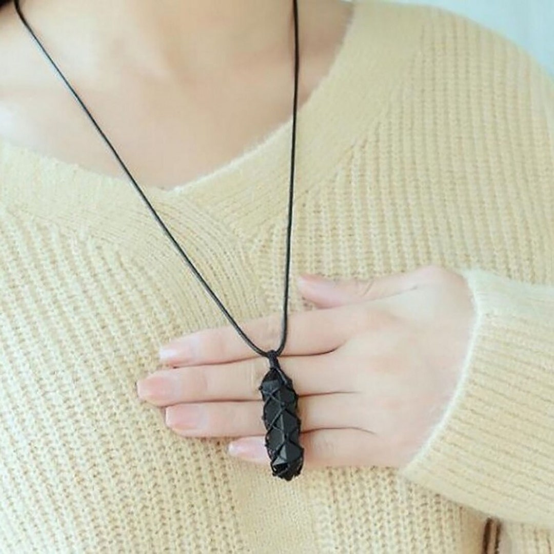 Black Obsidian Necklace Natural Obsidian Crystal Healing - Etsy