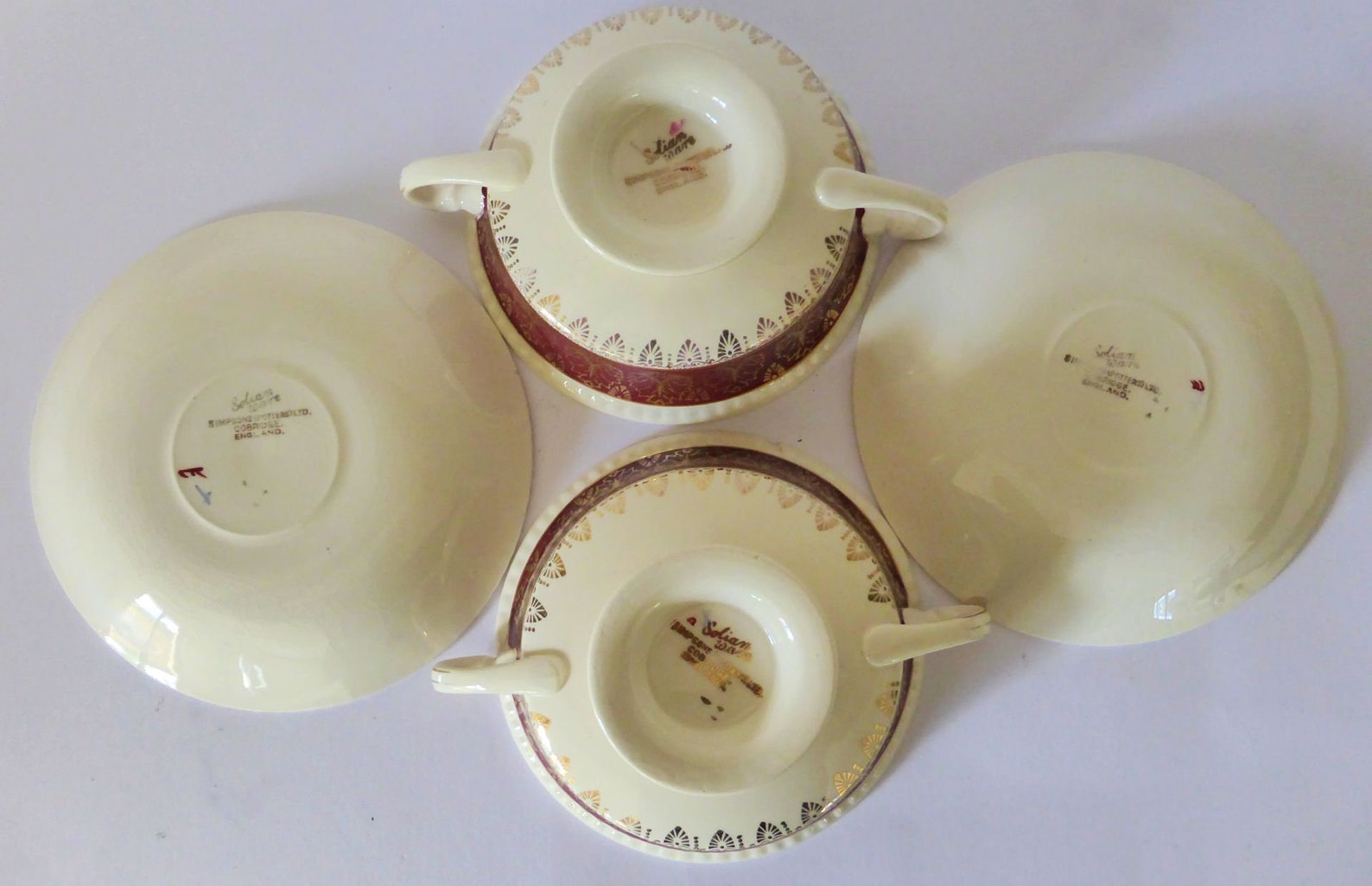 Solian Ware Soup Bowls Pair of 1940s Bowls with Saucers | Etsy