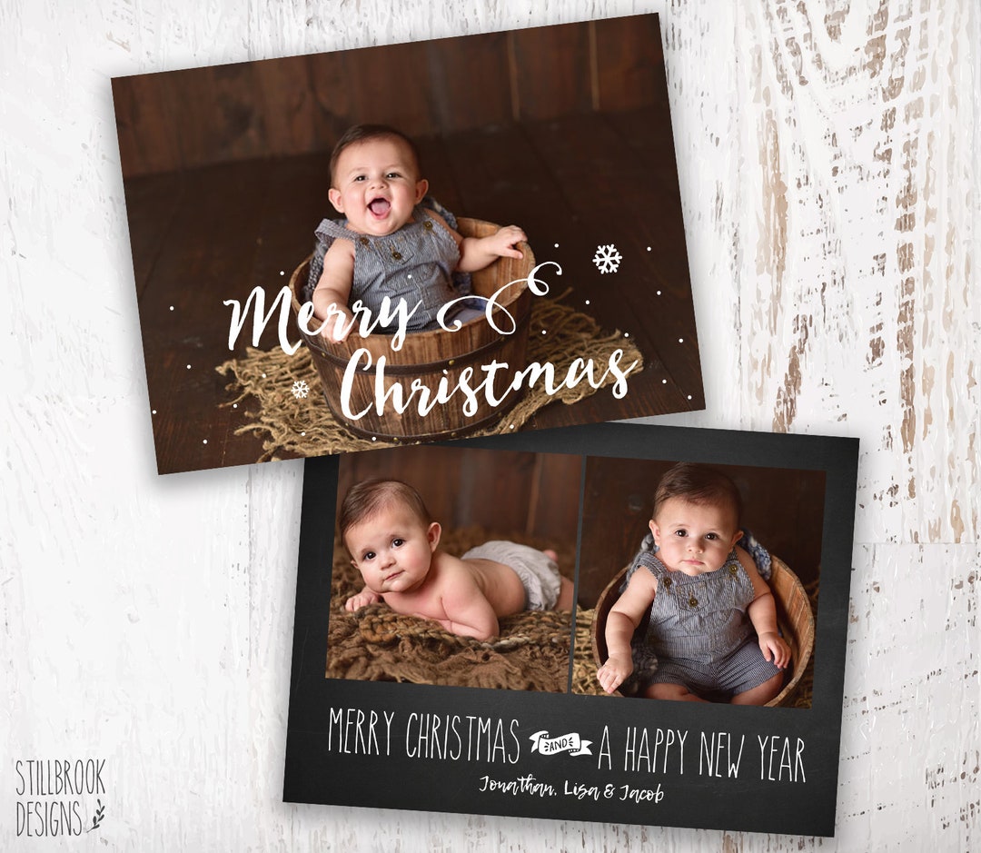 Farmhouse Christmas Card With Photo Rustic Photo Christmas Card ...