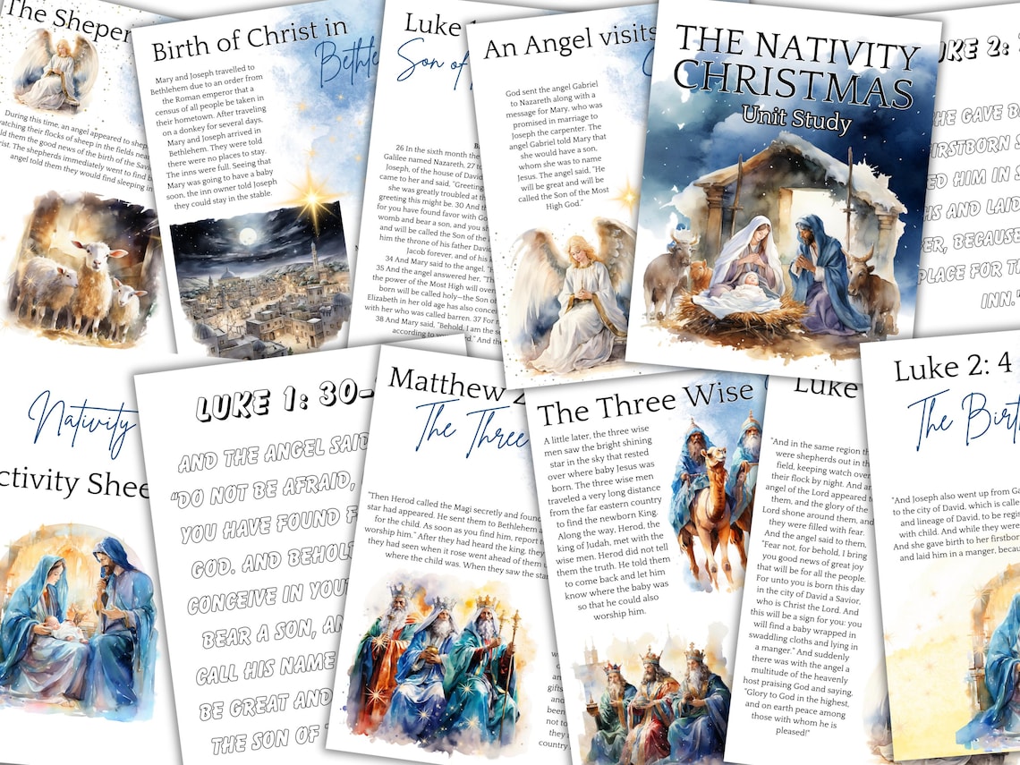 NATIVITY CHRISTMAS Unit Study - Christmas Printable Baby Jesus Birth ...