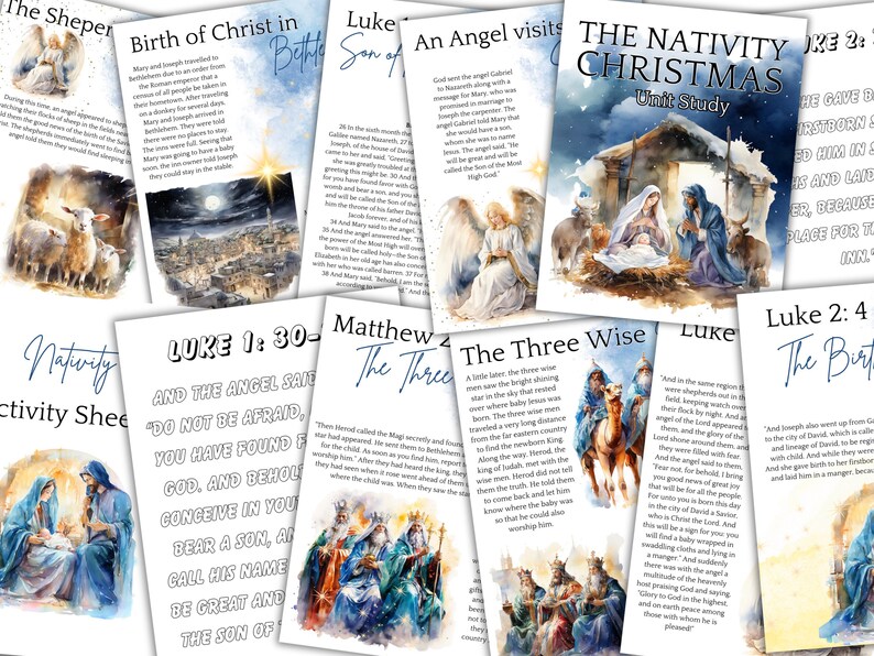 NATIVITY CHRISTMAS Unit Study Christmas Printable Baby Jesus Birth ...