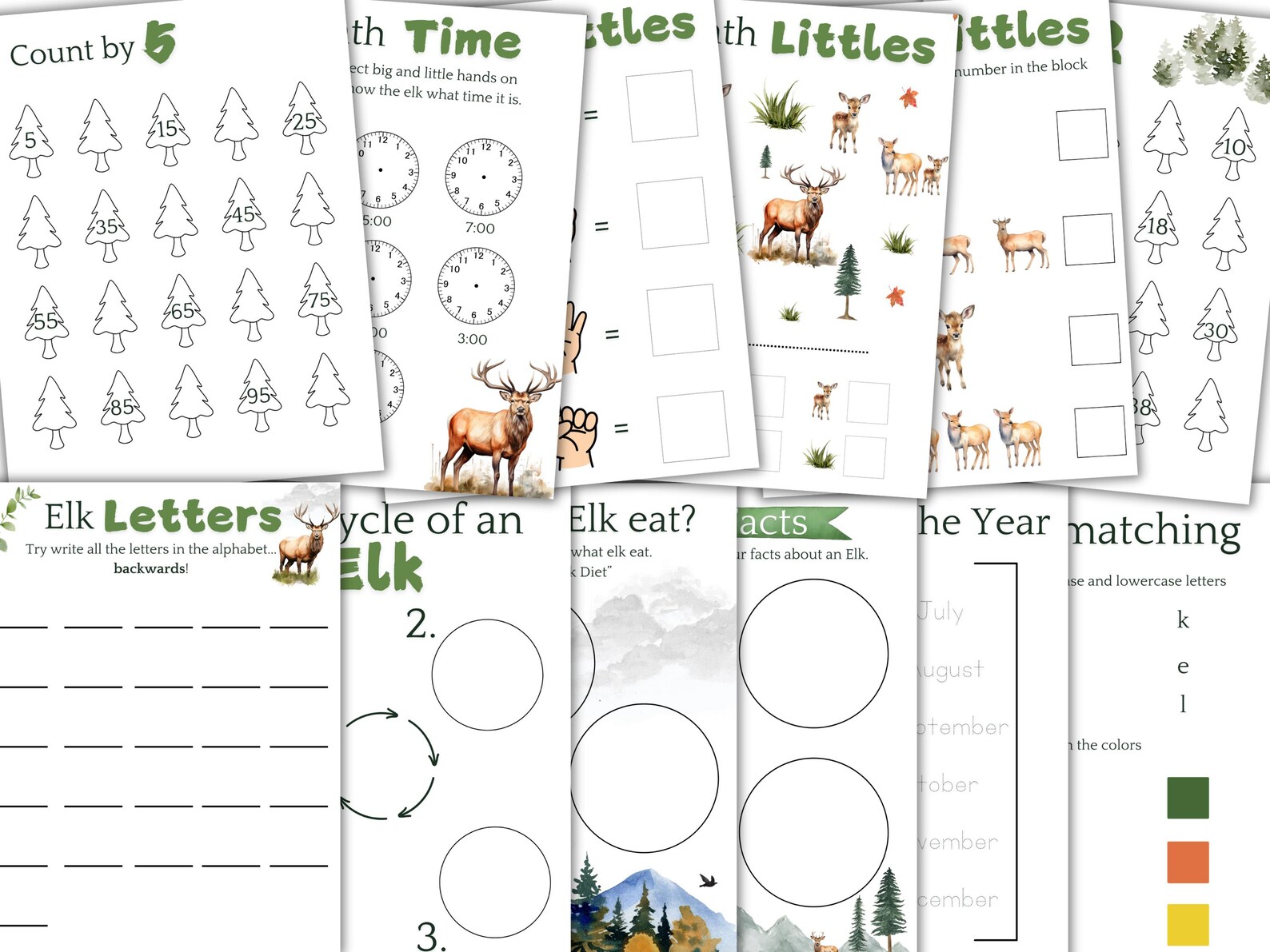 Elk Unit Study Homeschool Printables - Kindergarten Toddler Book Elk ...