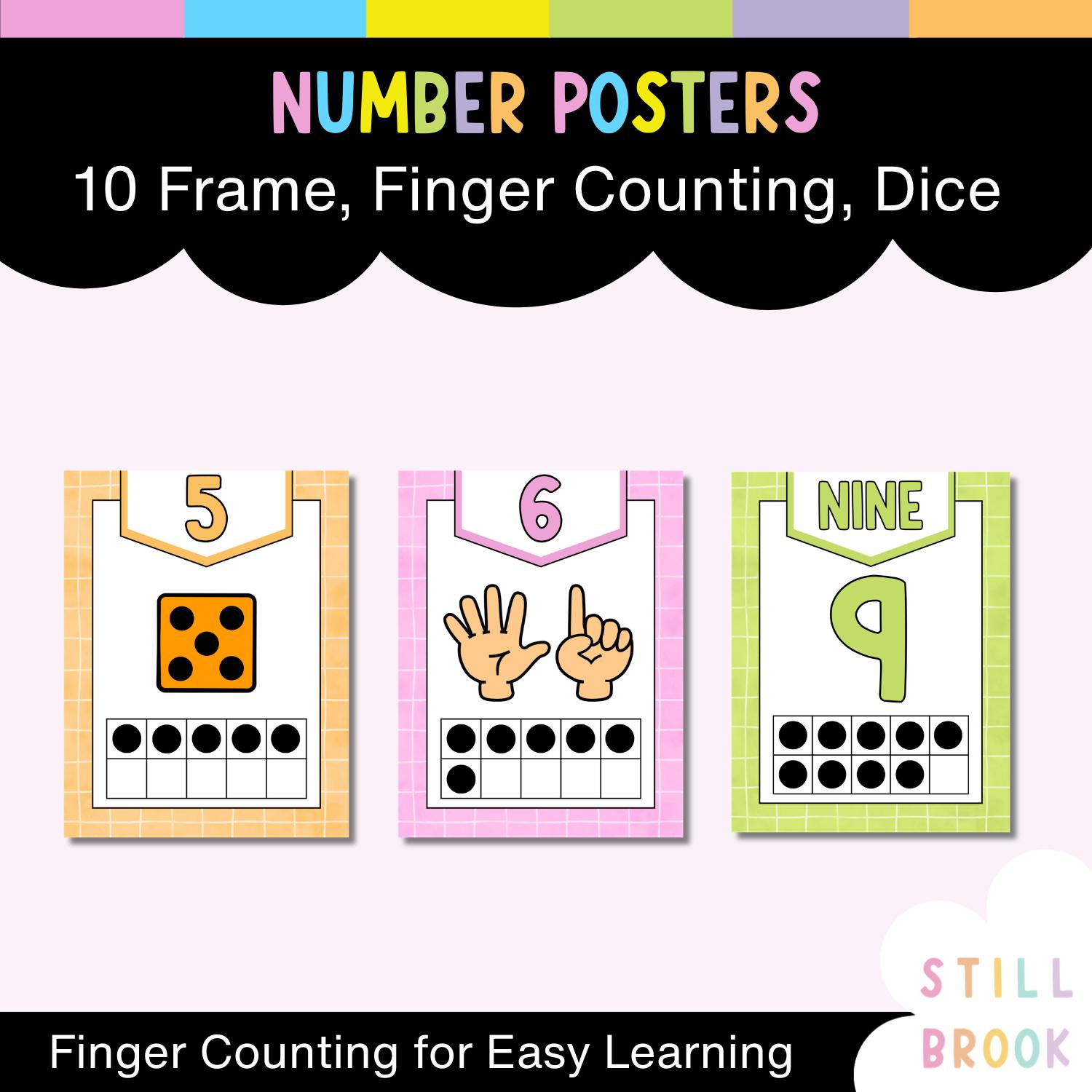 Number 10 Frames Classroom Posters Printable Bulletin Board Counting ...