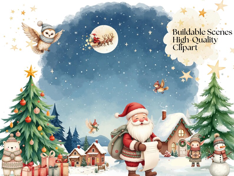 Santa's Clipart North Pole Christmas, Watercolor Christmas, Santas ...