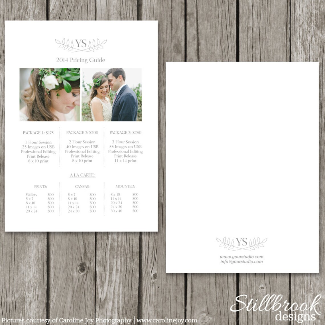 Photography Pricing Sheet Template - Price List Guide - Wedding ...