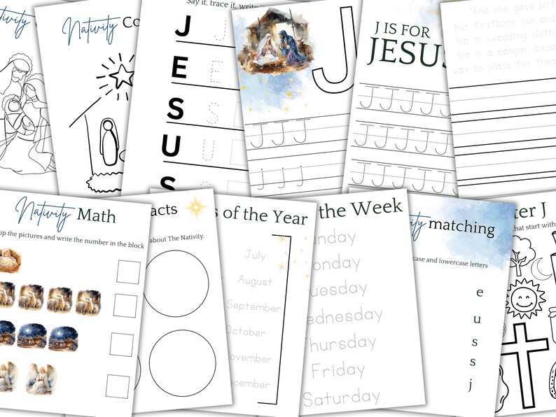 NATIVITY CHRISTMAS Unit Study - Christmas Printable Baby Jesus Birth ...
