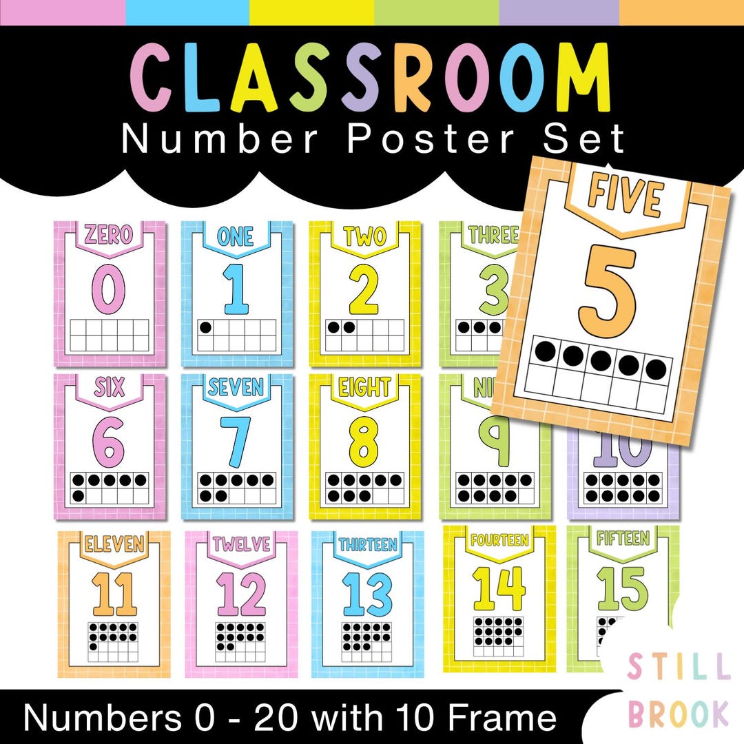 Number 10 Frames Classroom Posters Printable Bulletin Board Counting ...