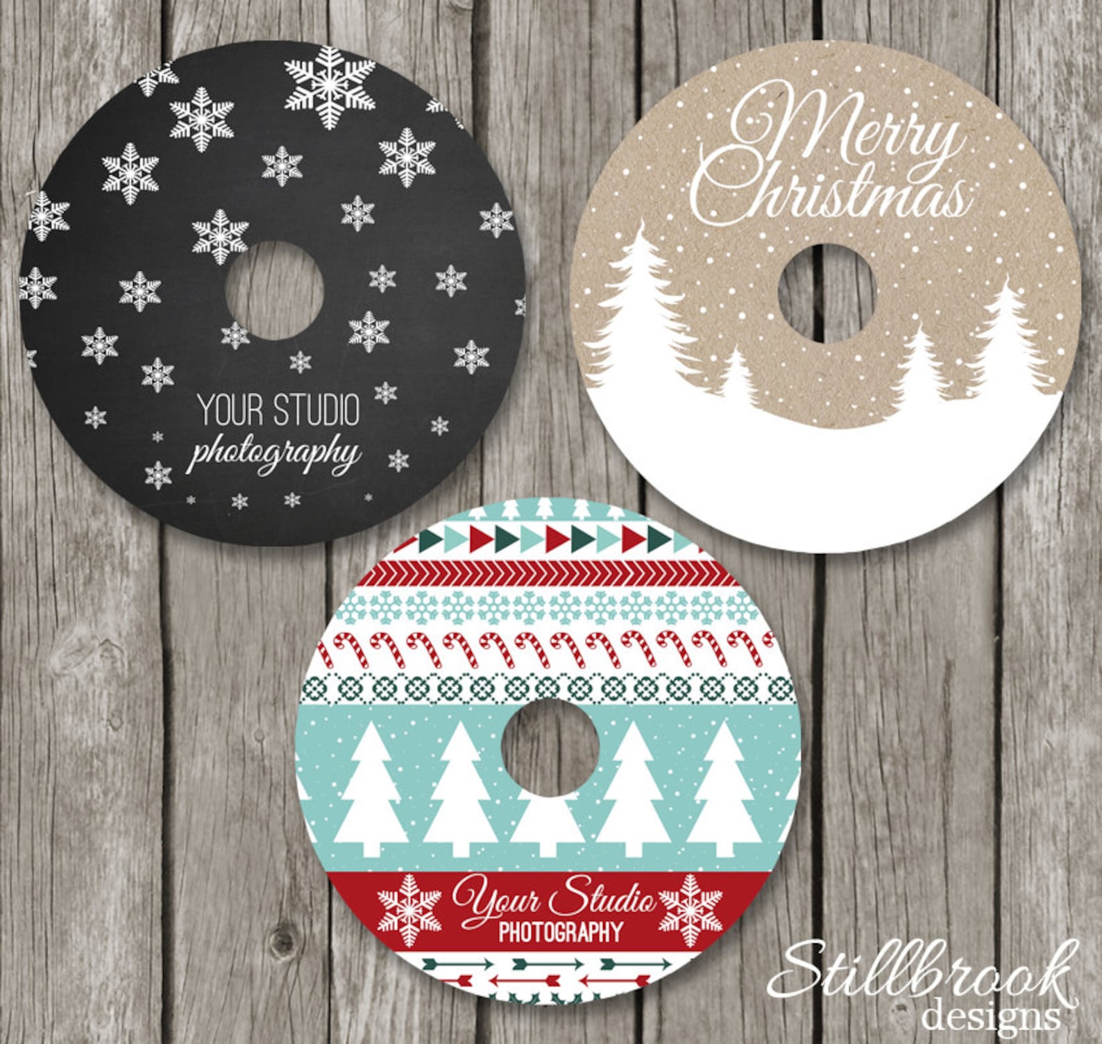 Christmas CD/DVD Label Template Set - Xmas Holiday CD Stickers for ...