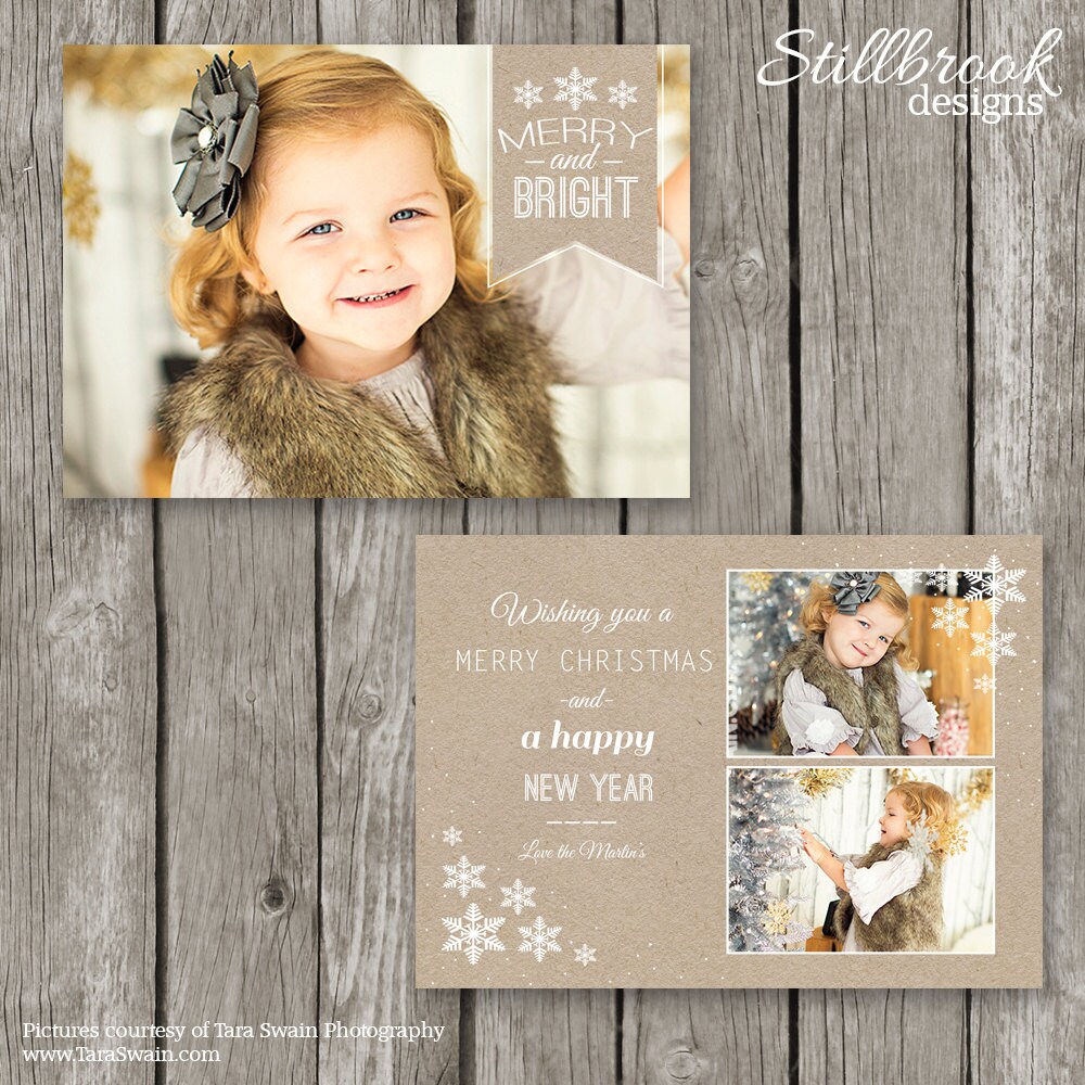 Christmas Card Template - Kraft Christmas Card for Photographers - CC17 ...