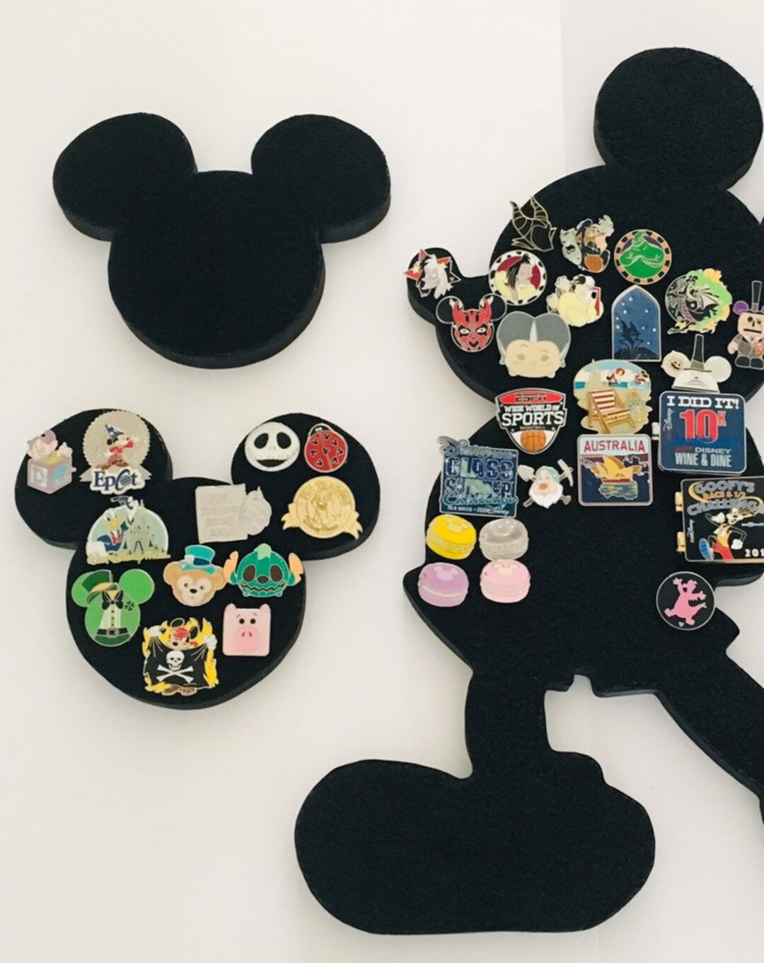 2 Pack of Disney Pin Display Boards, 6" Tall Icon Mickey Mouse Heads ...