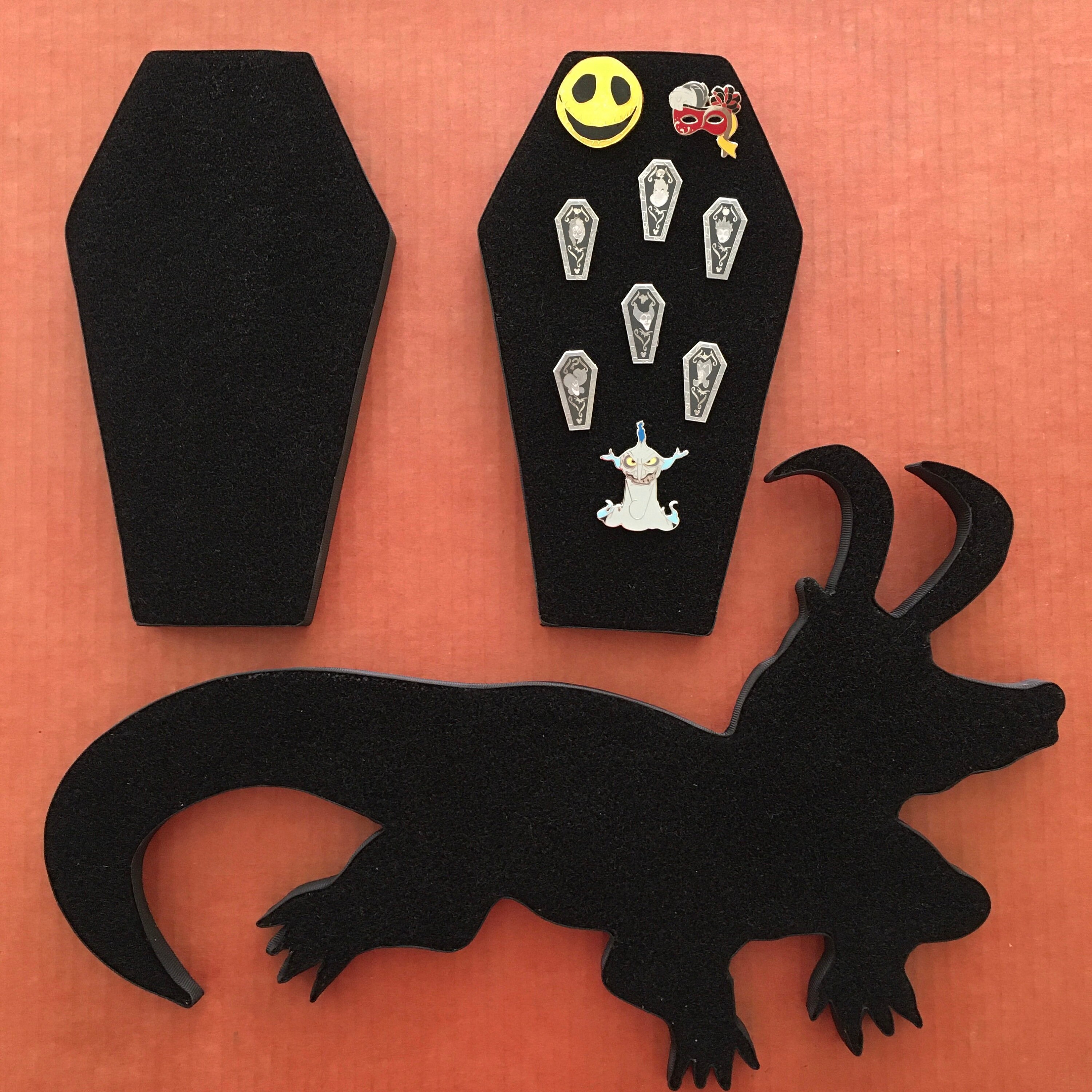 Coffin Shaped Pin Display Board, Disney Halloween Villain Pins ...