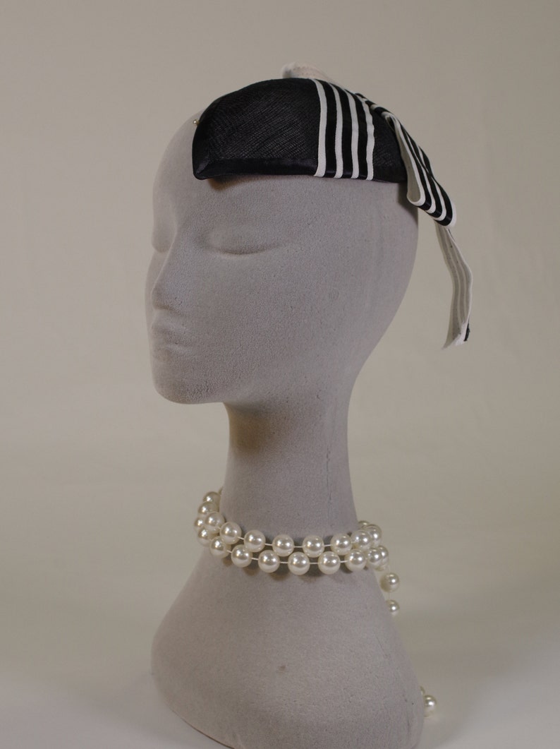 Black and White Striped Trimmed Derby Day Fascinator/ Headpiece - Etsy ...
