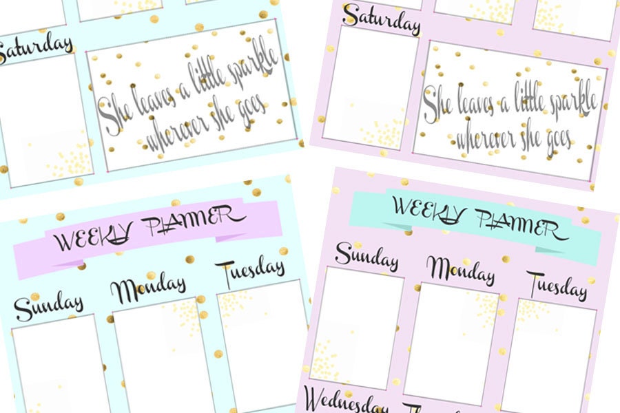 Filofax Personal Weekly Planner ,insert Planner Pages, Cute Designs ...