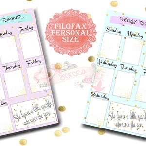 Filofax Personal Weekly Planner insert Planner Pages Cute - Etsy