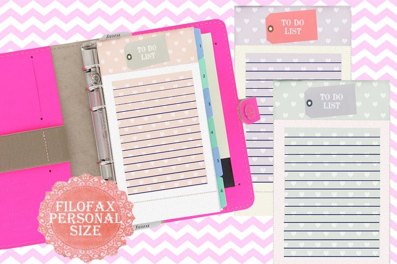 Filofax Personal Printable to Do List , Insert Pages Green Purple and ...