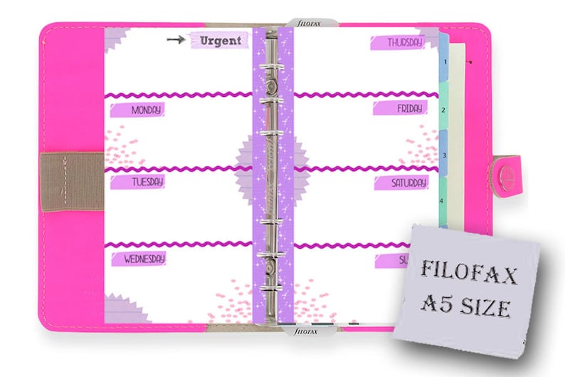 Filofax A5 Printable Week in 2 Pages, Kit 4 Colors, Filofax Inserts ...