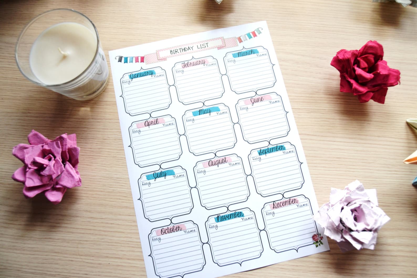 Birthday List Planner Printable (A4) Cute Desigs Instant Download! - Etsy