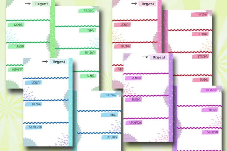 Filofax A5 Printable Week in 2 Pages, Kit 4 Colors, Filofax Inserts ...