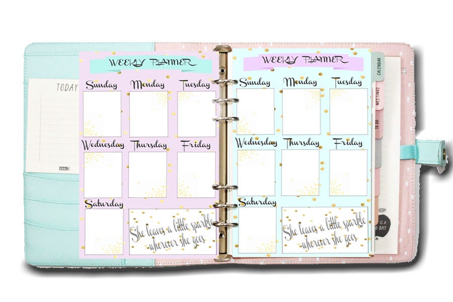Filofax Personal Weekly Planner ,insert Planner Pages, Cute Designs ...