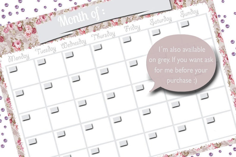Printable Calendar Planner, Perpetual Calendar,editable PDF, 8 1/2 by ...