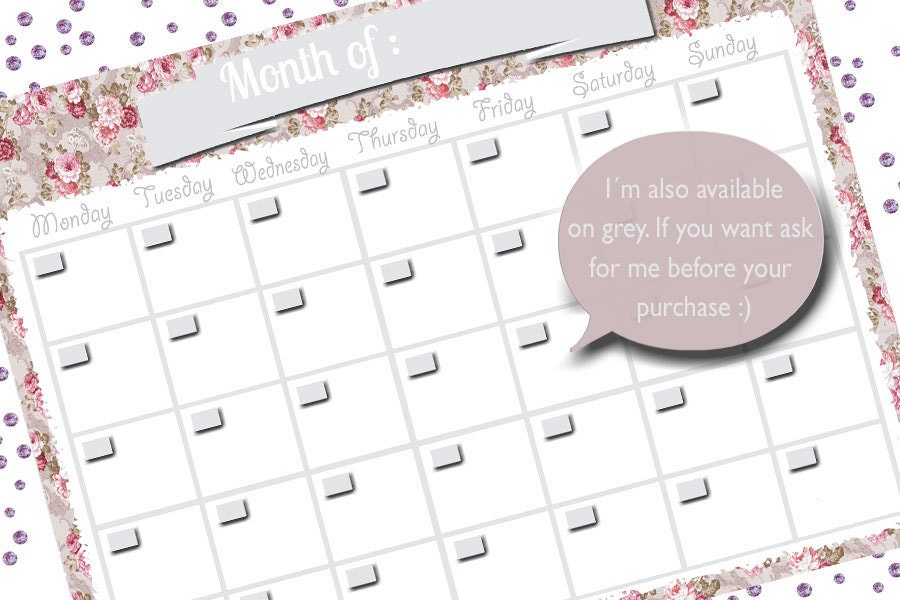 Printable Calendar Planner, Perpetual Calendar,editable PDF, 8 1/2 by ...