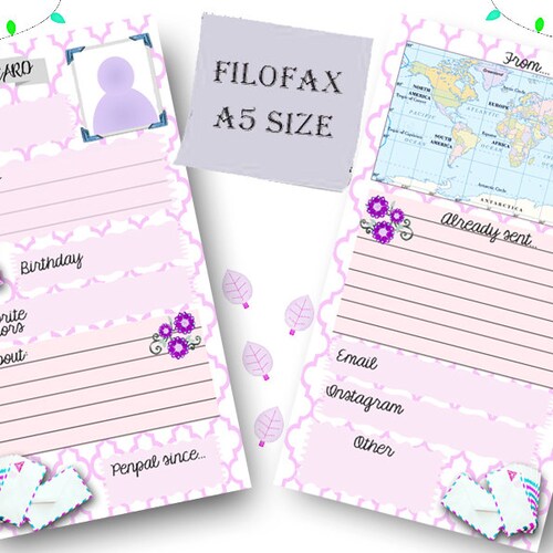 Filofax A5 Size Penpal Inserts 2 Pages Insert Pages Snail - Etsy