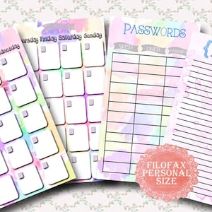 Personal Filofax Printable 2 Page Monthly Calendar , Passwords, Notes ...