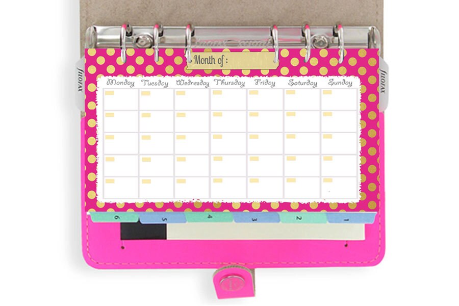 Filofax Personal Printable Calendar Planner,gold Themed, Perpetual ...