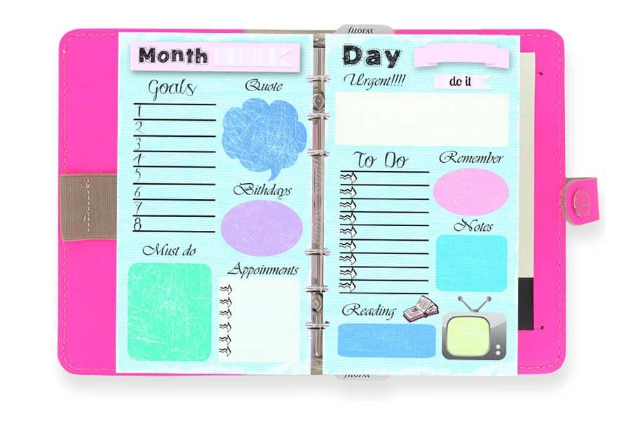 Filofax A5 Month and Daily Planner ,insert Pages Colorful Designs,month ...
