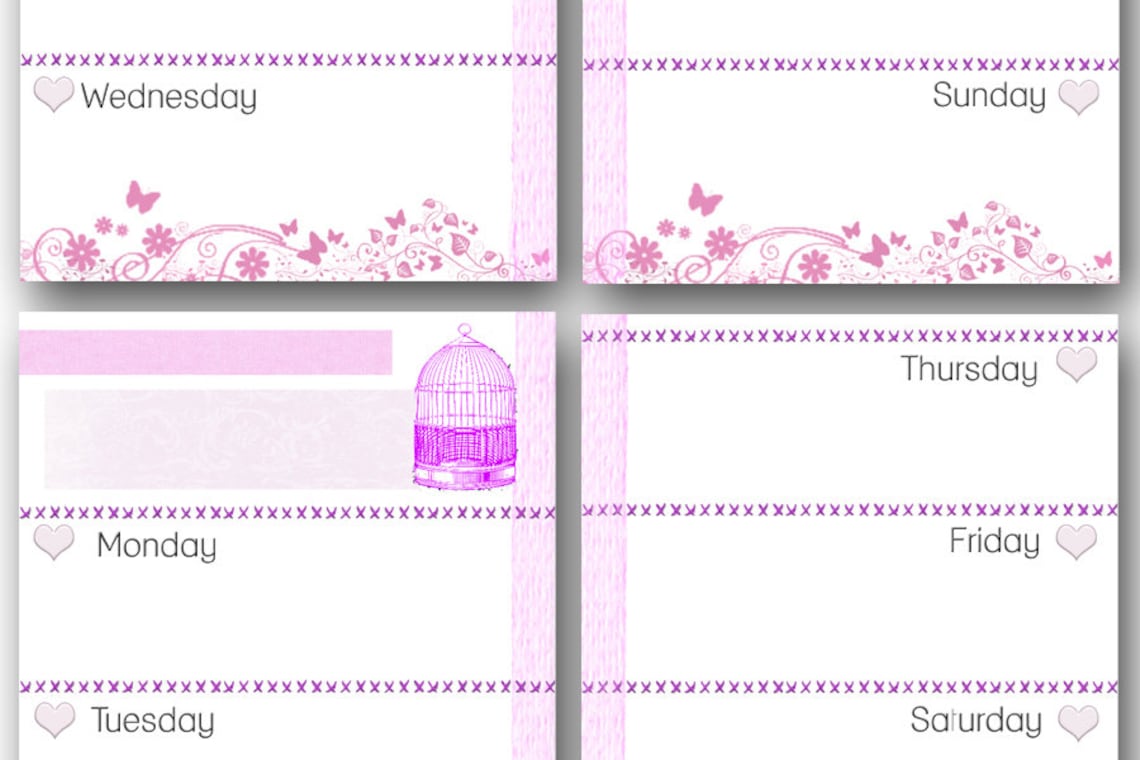 Filofax A5 Printable Week in 2 Pages,pink Themed, Filofax Inserts ...