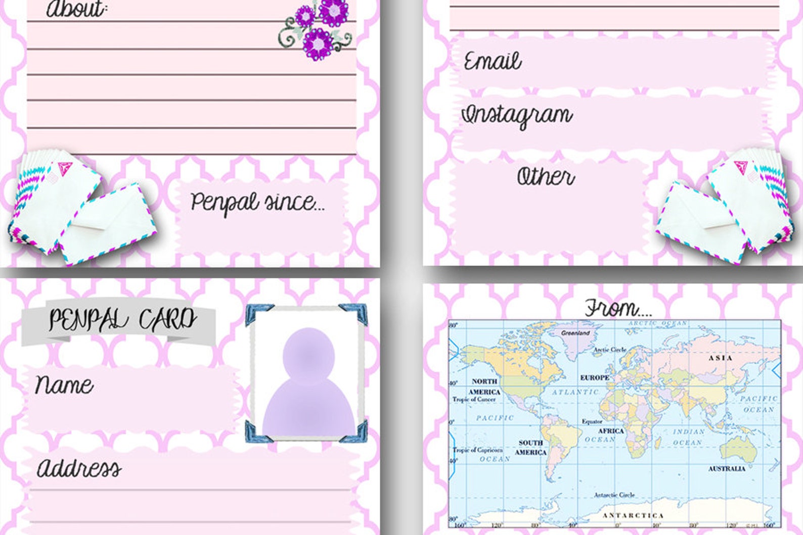 Filofax Personal Size, Penpal Inserts , 2 Pages Insert Pages, Snail ...