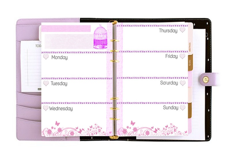 Filofax A5 Printable Week in 2 Pages,pink Themed, Filofax Inserts ...