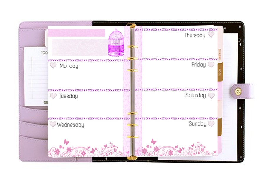 Filofax A5 Printable Week in 2 Pages,pink Themed, Filofax Inserts ...