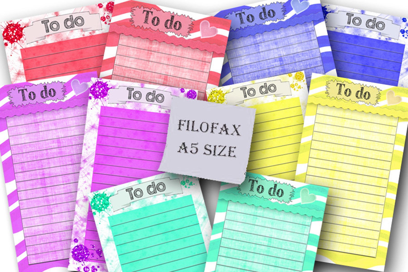 A5 Filofax Printable to Do List , A5 Planner, 10 Insert Pages 5 Colors ...
