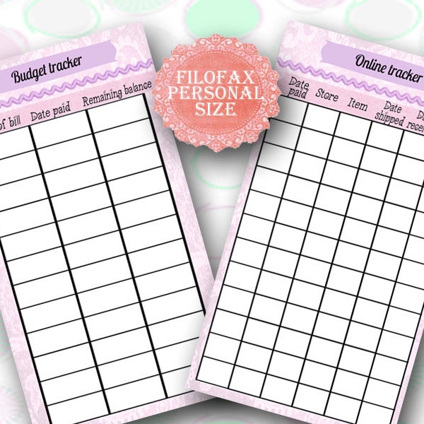 Filofax Personal Size, Books and Films List, 2 Insert Pages Cute Design ...