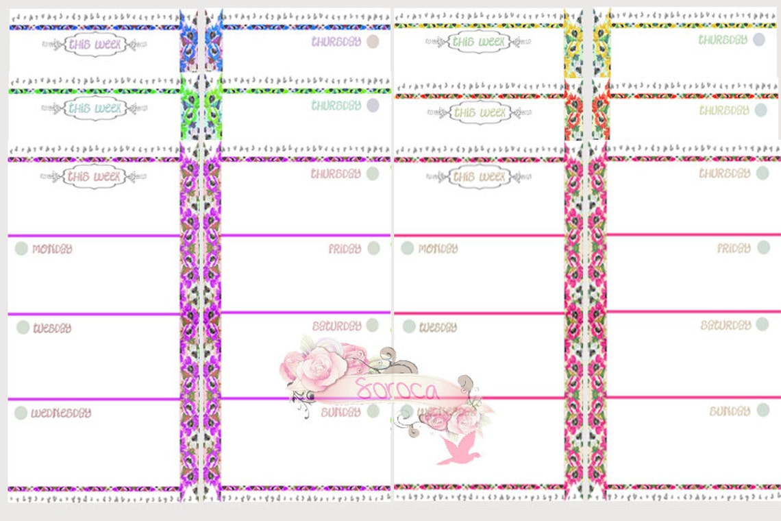 Filofax A5 Printable Week in 2 Pages, Kit 6 Colors, Filofax Inserts ...