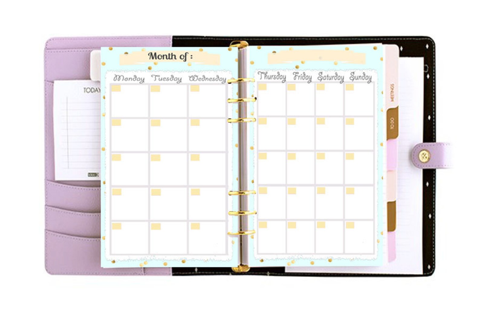 Filofax A5 Monthly Planner ,insert Planner Pages, Mont on 2 Pages, Cute ...