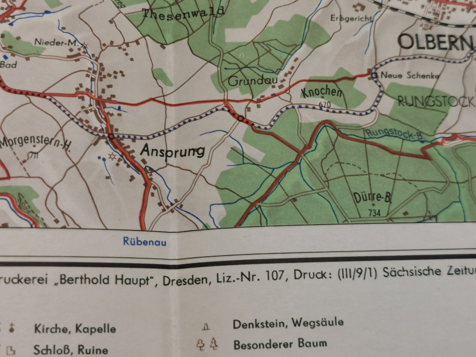 A Wanderkarte Der DDR East German Map of Frankenberg & | Etsy