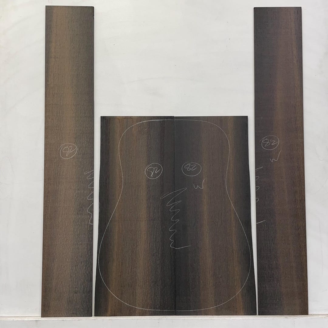 Bog Oak Western Guitar Back and Side Set (82). Book Matched. Kiln Dried ...