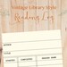 Printable Vintage Style Library Card, Reader Log, Borrower Card, 3"x5 ...