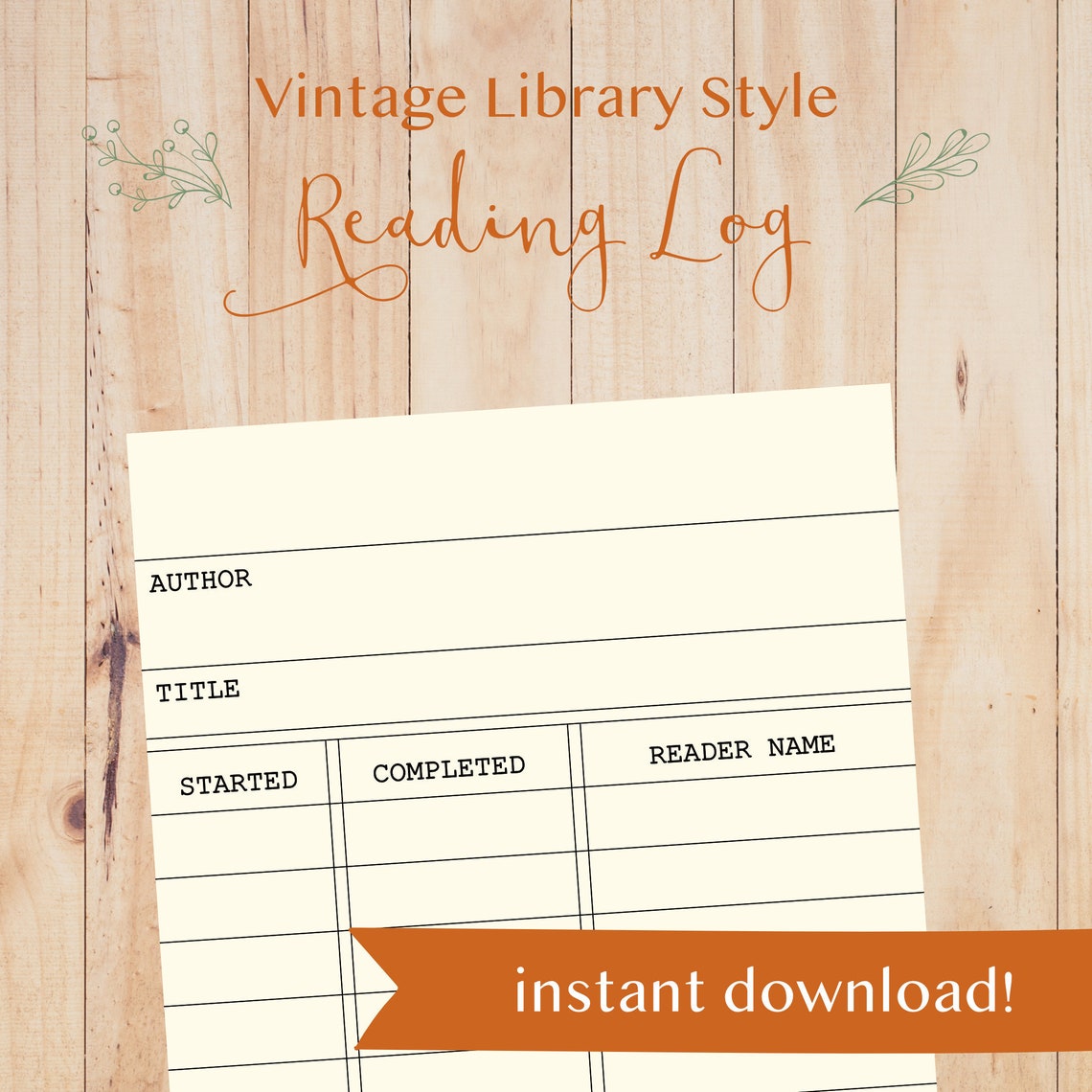 Printable Vintage Style Library Card, Reader Log, Borrower Card, 3"x5 ...