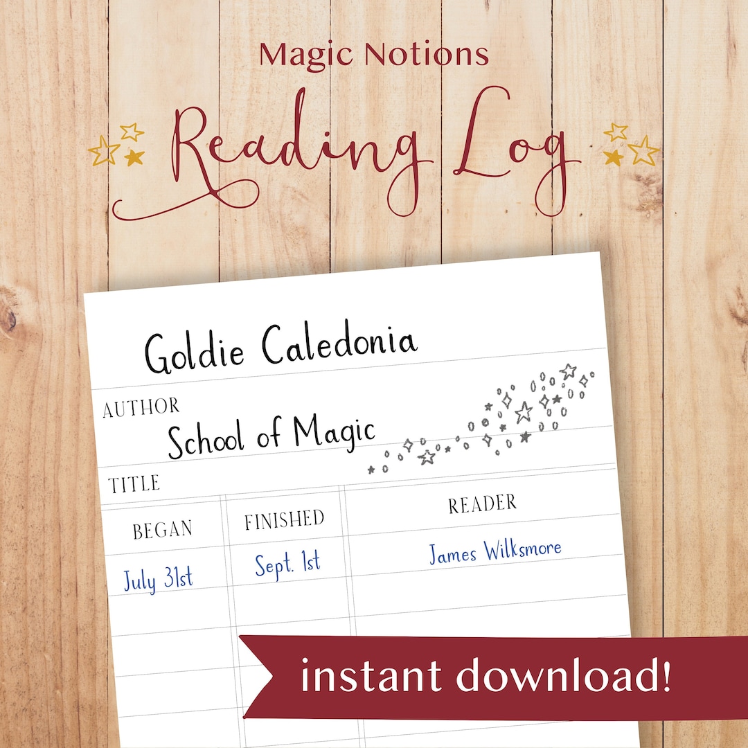 Printable Magic Notions Reading Log, Magic School Library Card ...