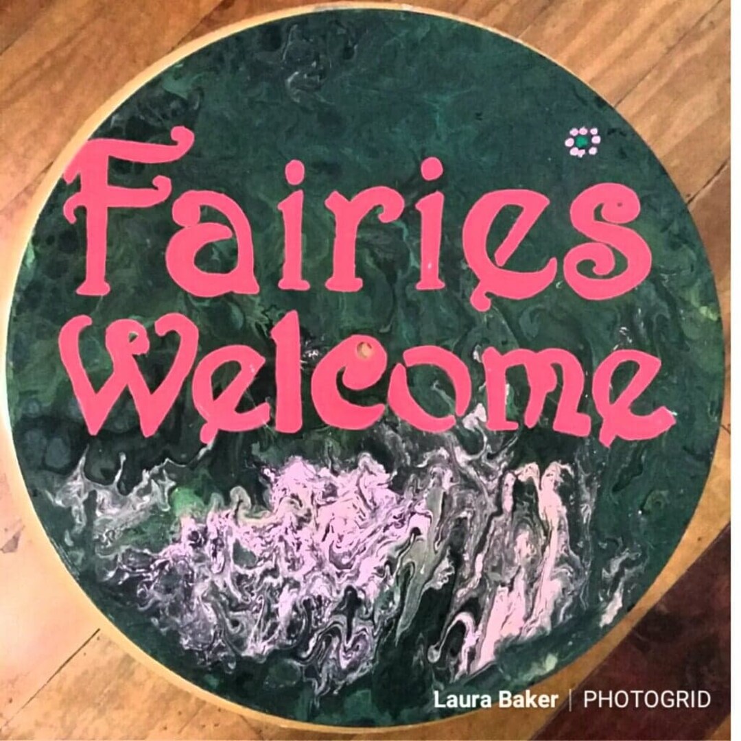 Fairies Welcome, Fairies Welcome Sign, Acrylic Pour Record, Acrylic ...