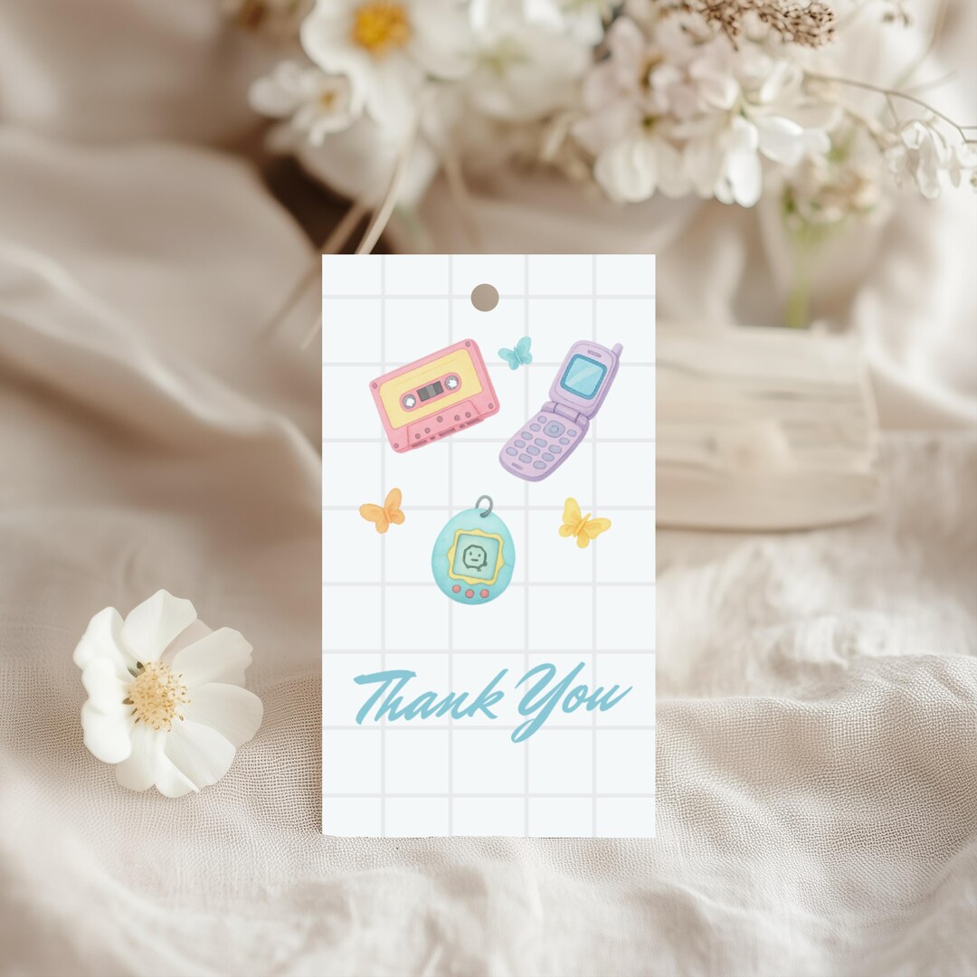 90s Party Favor Tag Template, Retro Y2K Birthday Printable (digital ...