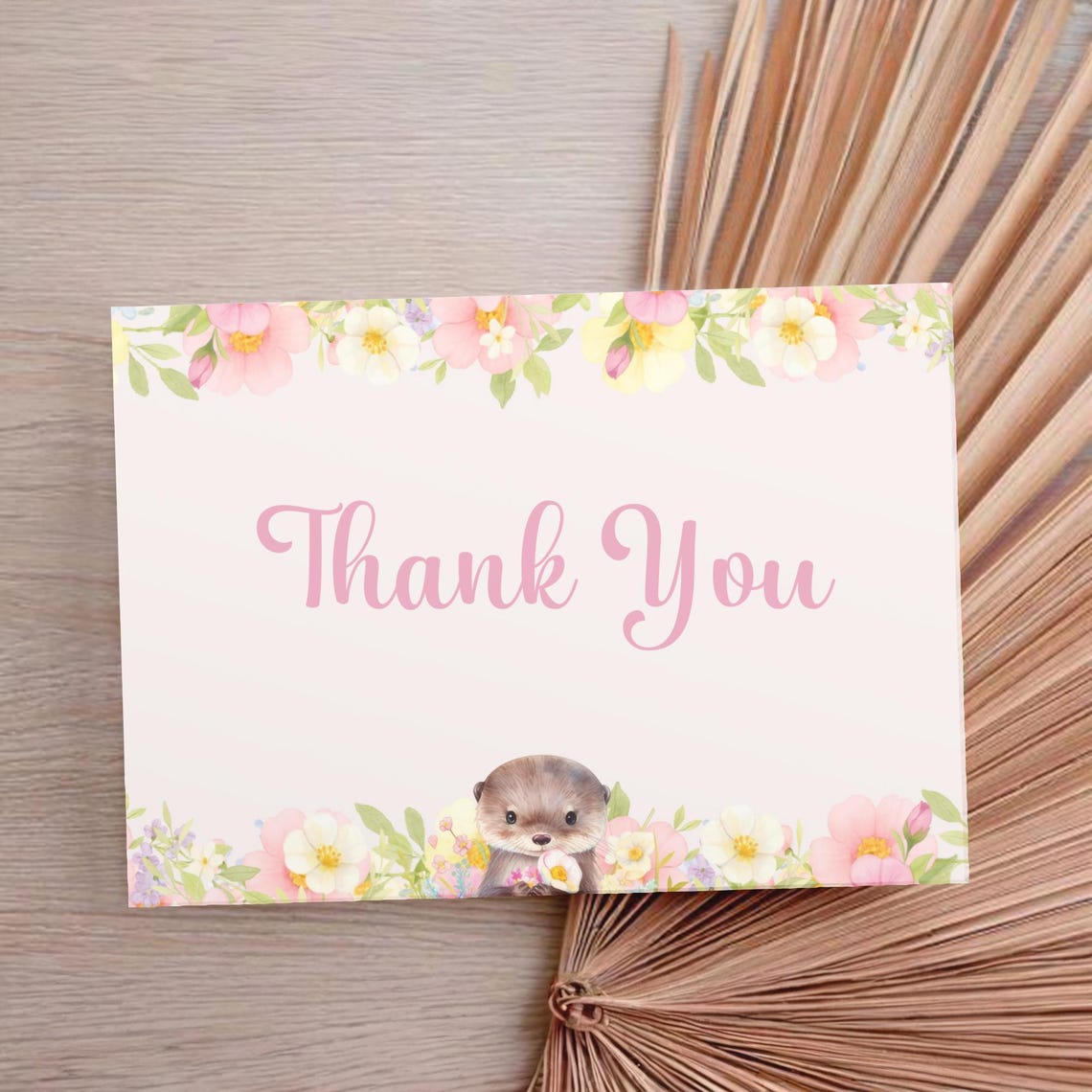 Floral Otter Birthday Thank You Card Template, Otterly Sweet Thank You ...