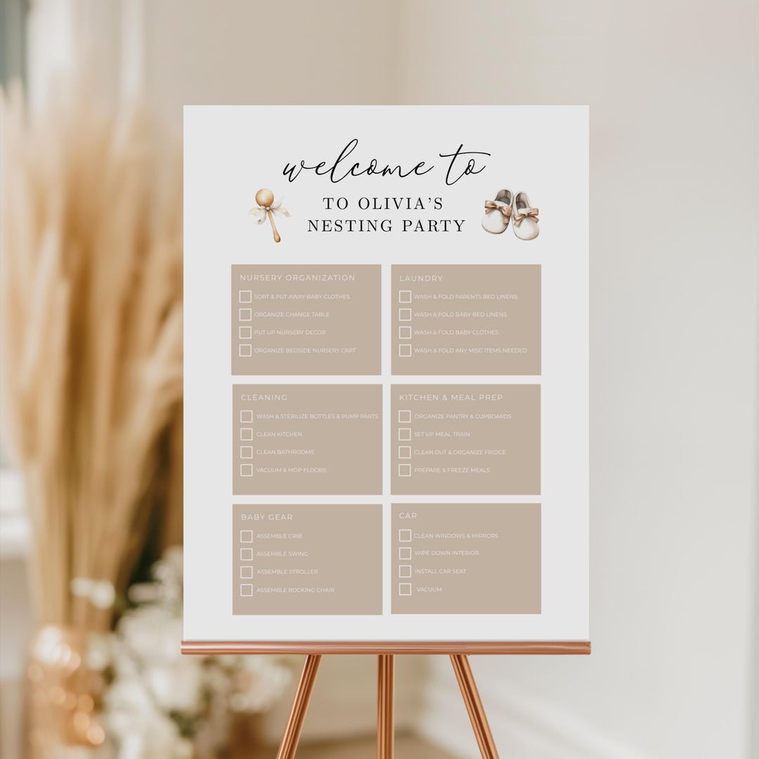Boho Neutral Nesting Party Welcome Sign Template, Nesting Party ...