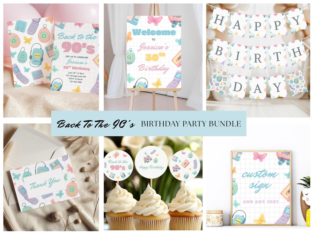 90s Birthday Party Template Bundle, Back to the 90s Party, 90s ...