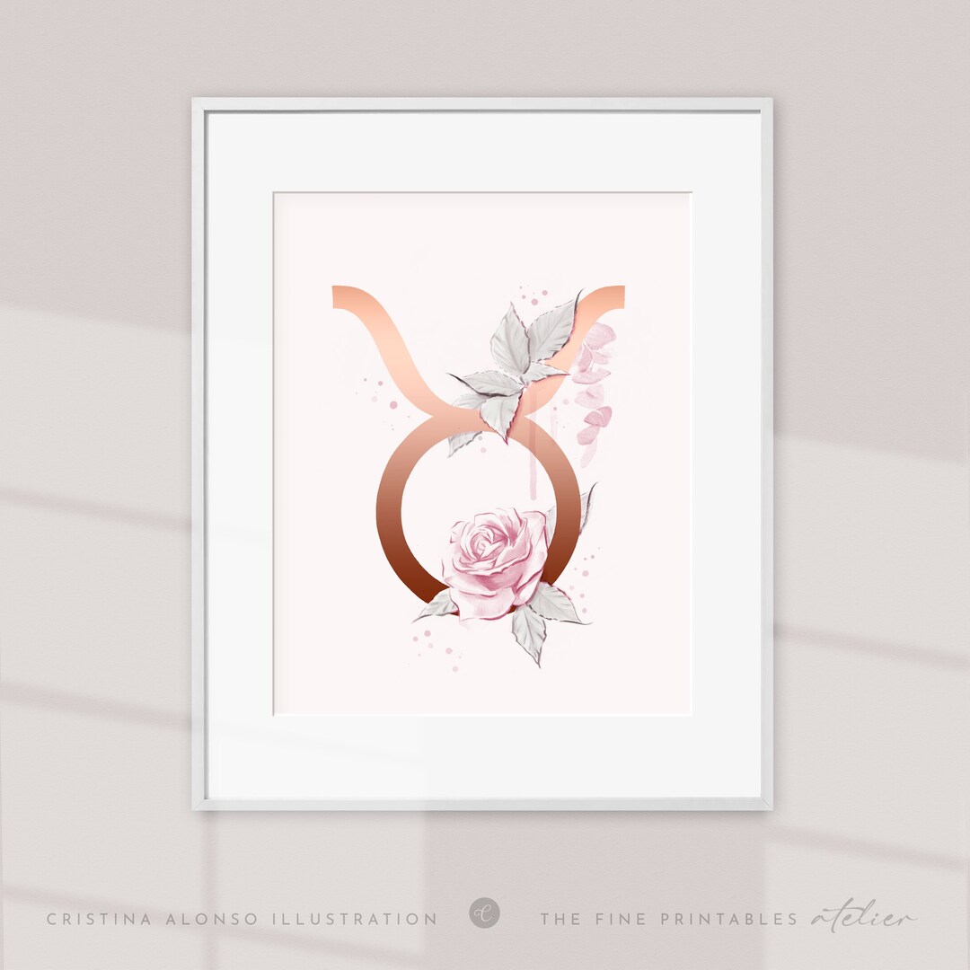 Taurus Printable, Zodiac Sign Digital Download Floral Taurus Print ...